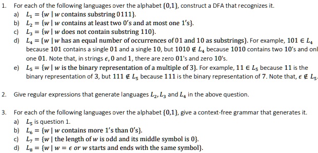 VIDEO solution: For each of the following languages over the alphabet 0 ... VIDEO solution: For each of the following languages over the alphabet 0 ...