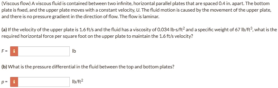 SOLVED: (Viscous flow) A viscous fluid is contained between two ...