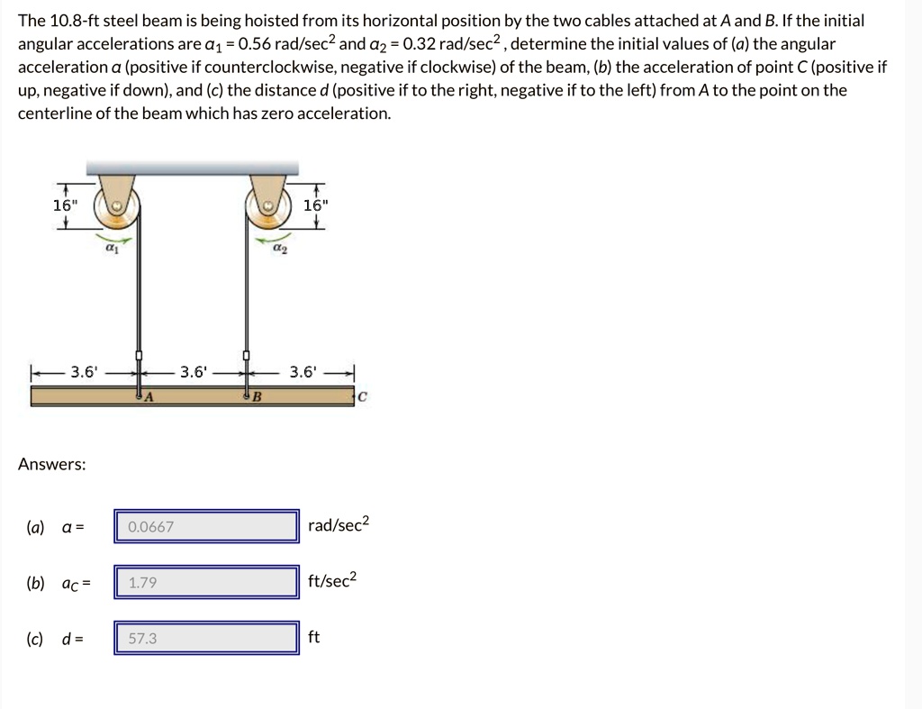 SOLVED: Texts: PLEASE HELP!!! The 10.8-ft steel beam is being hoisted ...