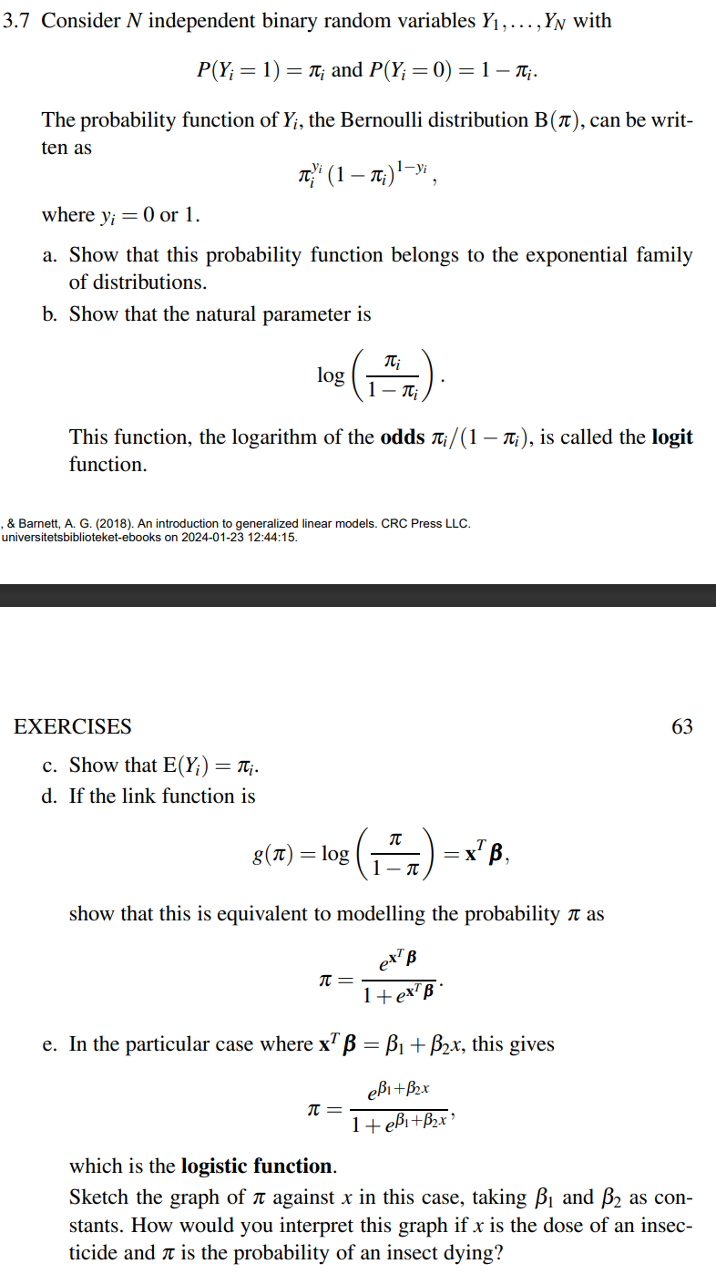 Solved 37 Consider N Independent Binary Random Variables Y1 Yn 4157