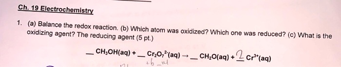 SOLVED: Ch19 Electrochemistry (2) Balance the redox reaction: (b ...