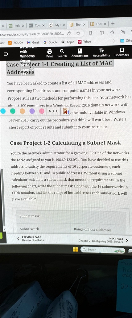 SOLVED: Case Project 1-1 Creating a List of MAC Addresses You have been asked to create a list ...