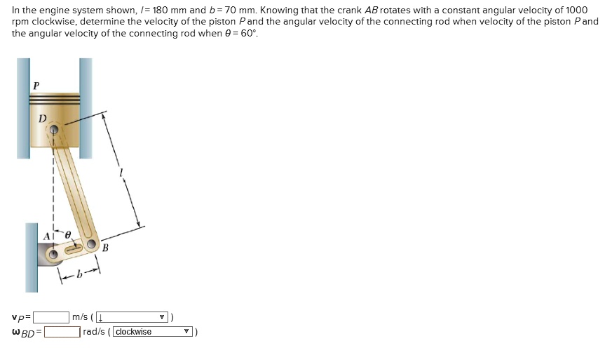 In the engine system shown, d = 180 mm and b = 70 mm. Knowing that the ...