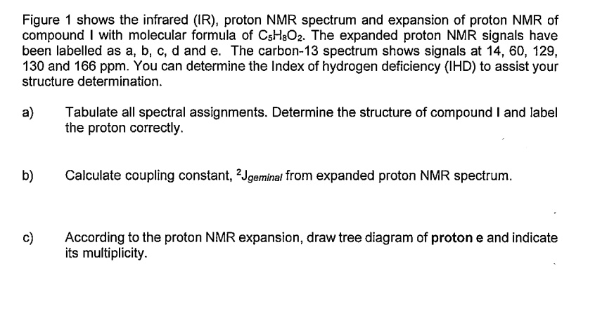 Figure 1 shows the infrared (IR), proton NMR spectrum and expansion of ...