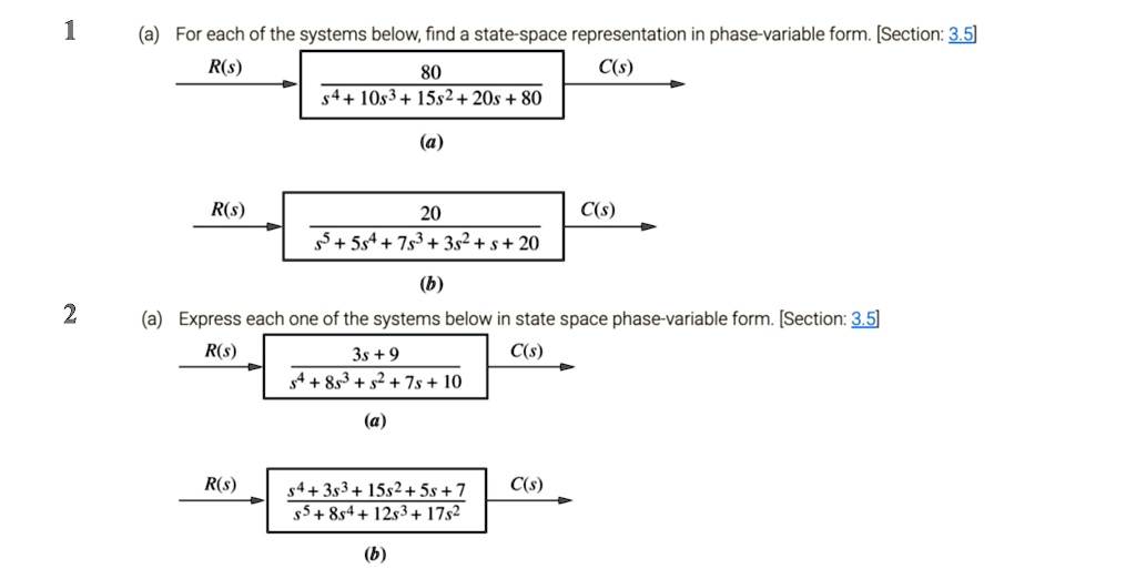 1 (a) For each of the systems below, find a state-space representation ...