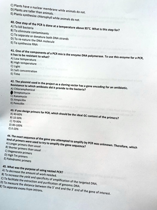 SOLVED: Plants have nucicar Plants are taller membrane while animals E ...