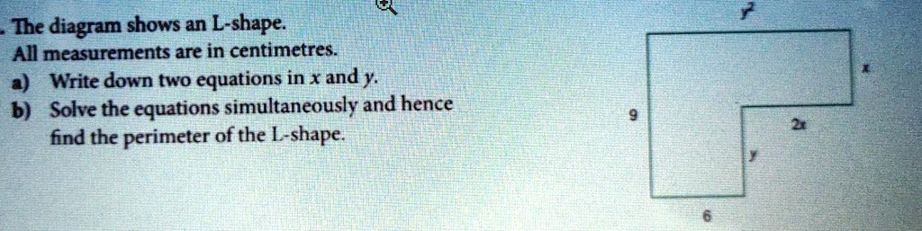 SOLVED: The diagram shows an L-shape All measurements are in ...