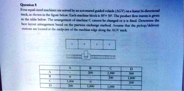 question8 four equl sized machines are served by an automated guided ...