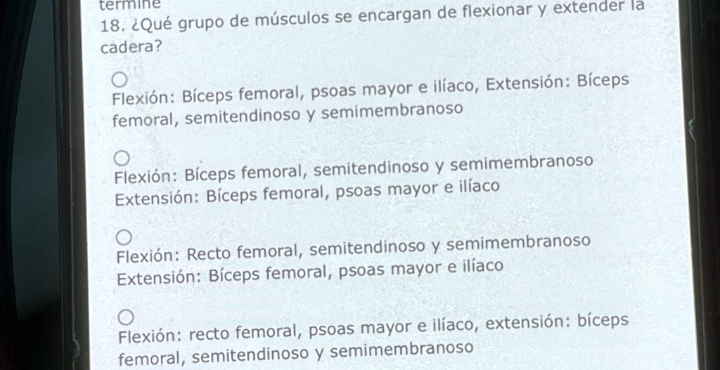 18 que grupo de musculos se encargan de flexionar y extender la cadera ...