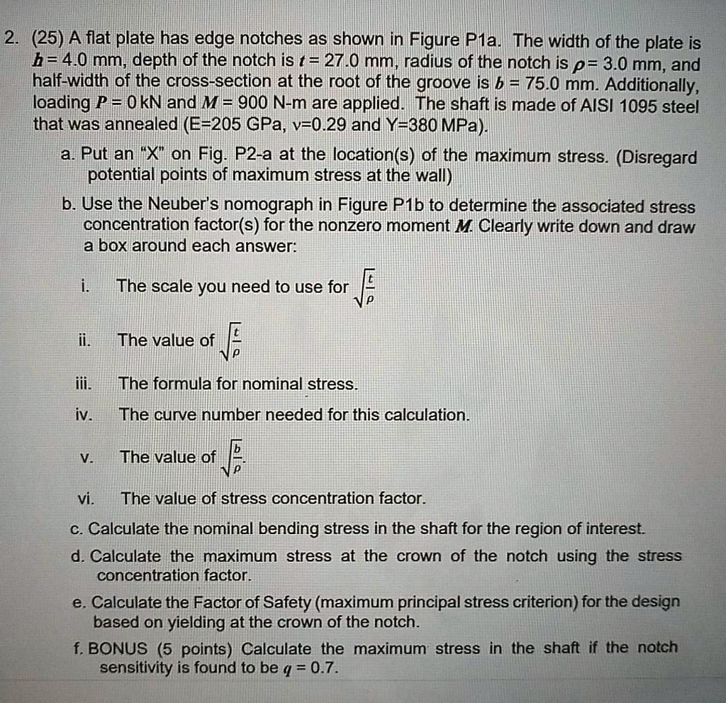 SOLVED: 2.25A flat plate has edge notches as shown in Figure P1a. The width of the plate is h ...