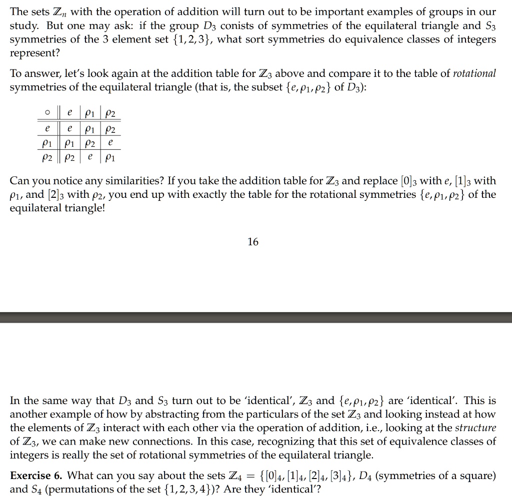 SOLVED: The sets Zn with the operation of addition will turn out to be ...