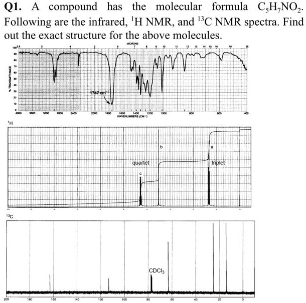 SOLVED: Compound has the molecular formula C6H10NO2. Following are the infrared, H NMR, and 13C ...