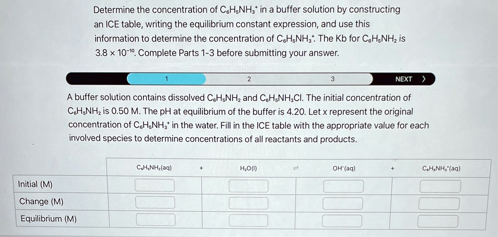 Determine the concentration of C6H5NH3+ in a buffer solution by ...