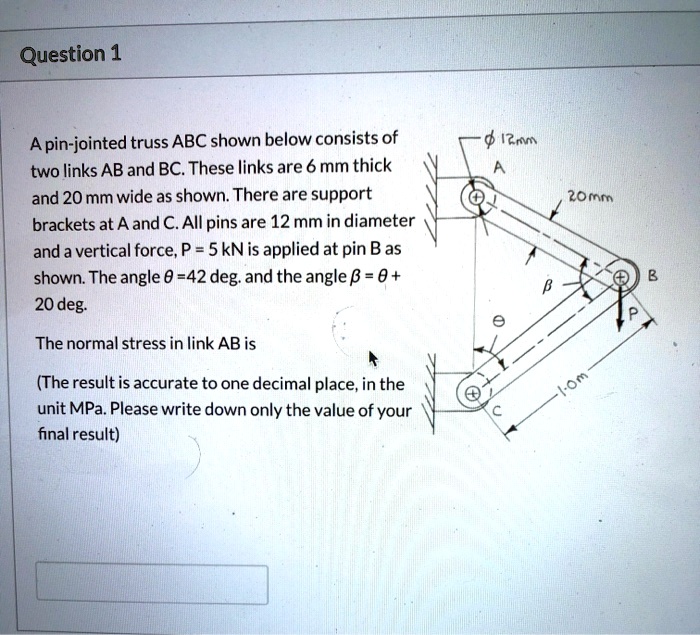 Question 1 A pin-jointed truss ABC shown below consists of two links AB ...