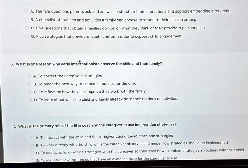 SOLVED: A. The five questions parents ask and answer to structure their ...