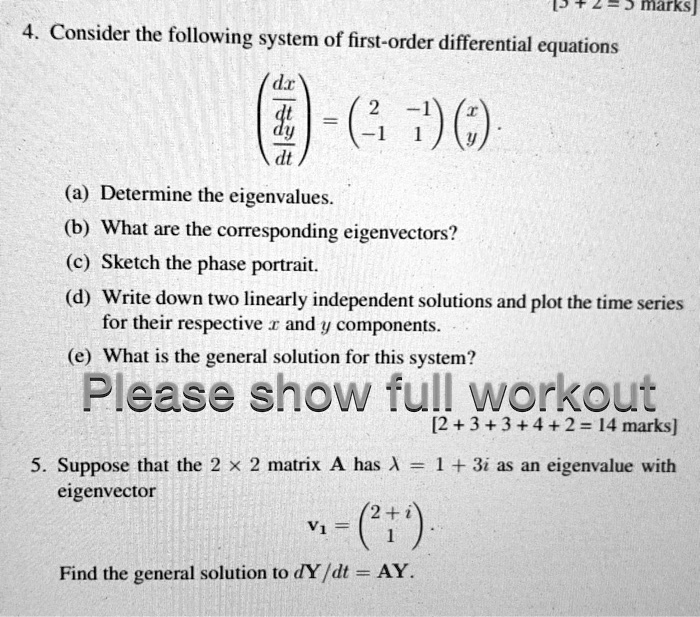 tt marks consider the following system of first order differential equations dx d dt a determine ...