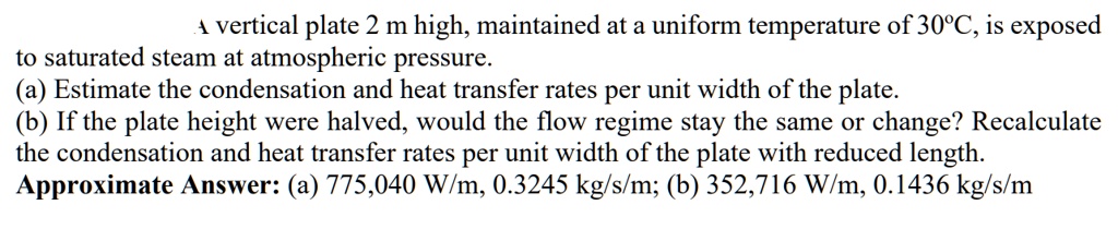 SOLVED: A vertical plate 2 m high, maintained at a uniform temperature ...