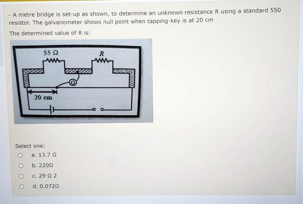 SOLVED: A meter bridge is set up as shown to determine an unknown ...
