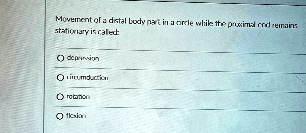 Movement of a distal body part in a circle while the proximal end ...