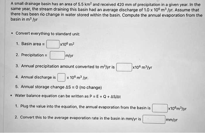 SOLVED: hydralics and hydrology A small drainage basin has an area of 5 ...