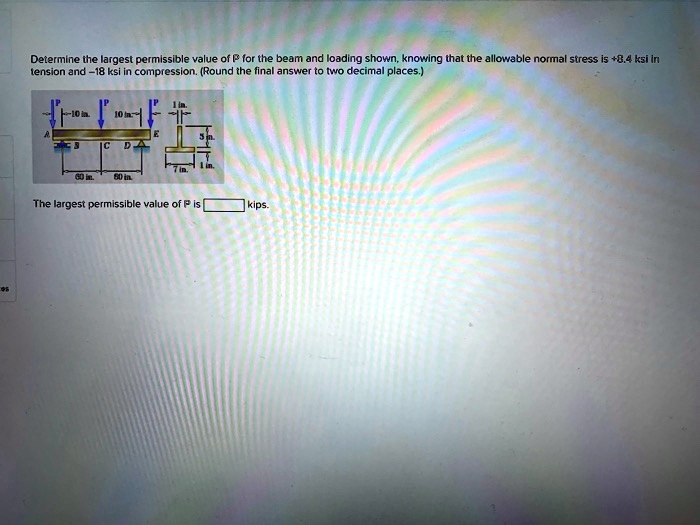SOLVED: Determine the largest permissible value of P for the beam and ...