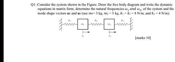 SOLVED: Q1: Consider the system shown in the Figure. Draw the free body ...