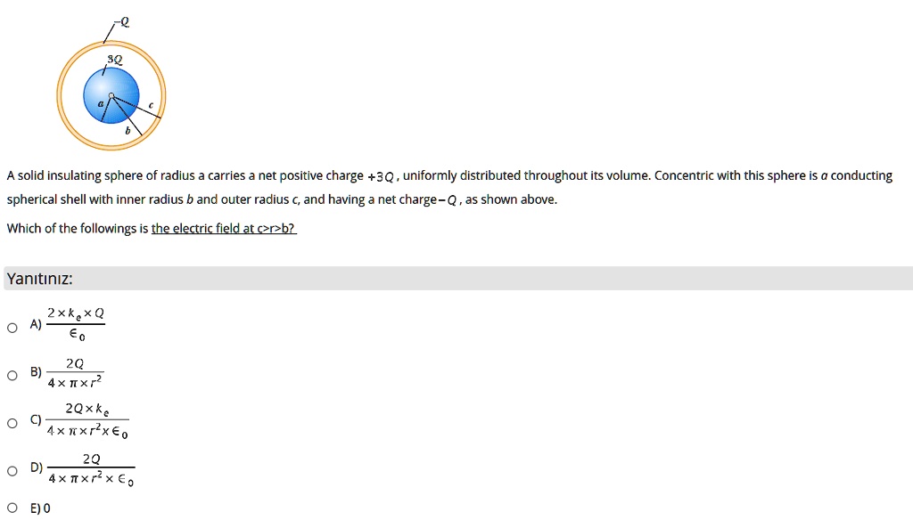 SOLVED: A solid insulating sphere of radius carries a net positive charge +30, uniformly ...