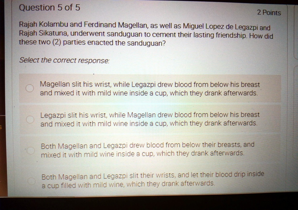 help po does anyone know this po question 5 of 5 2 points rajah kolambu ...