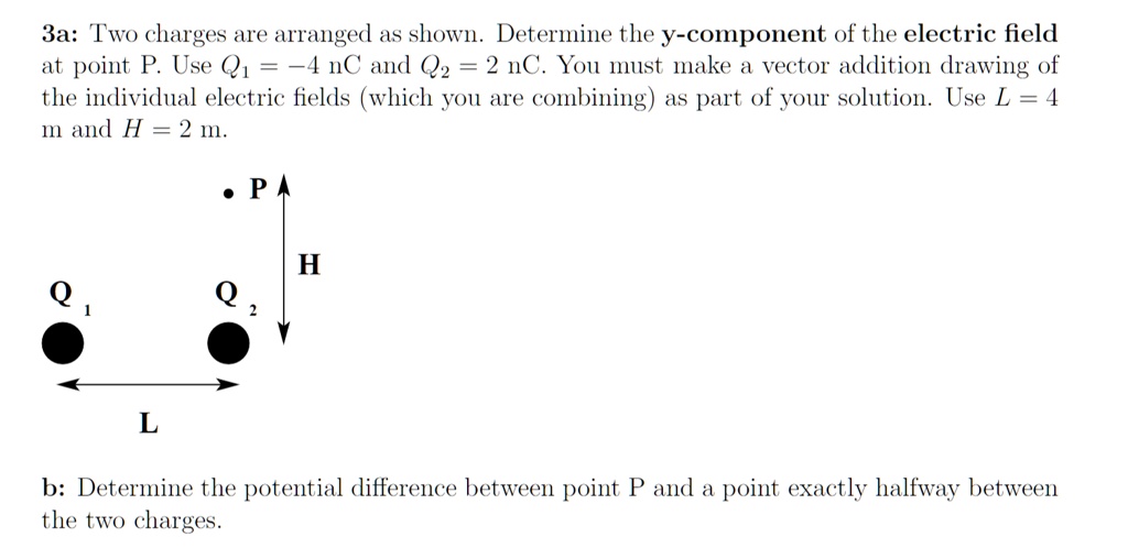 SOLVED: 3a: Two charges are arranged as shown. Determine the y ...
