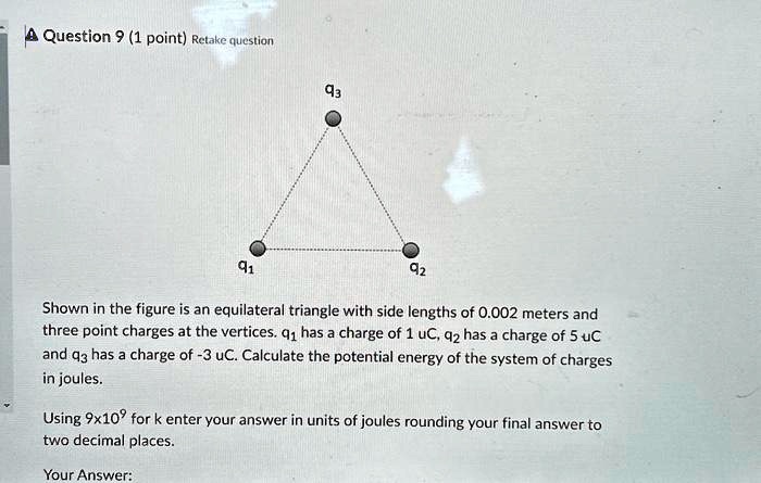 SOLVED: Shown in the figure is an equilateral triangle with side lengths of 0.002 meters and ...