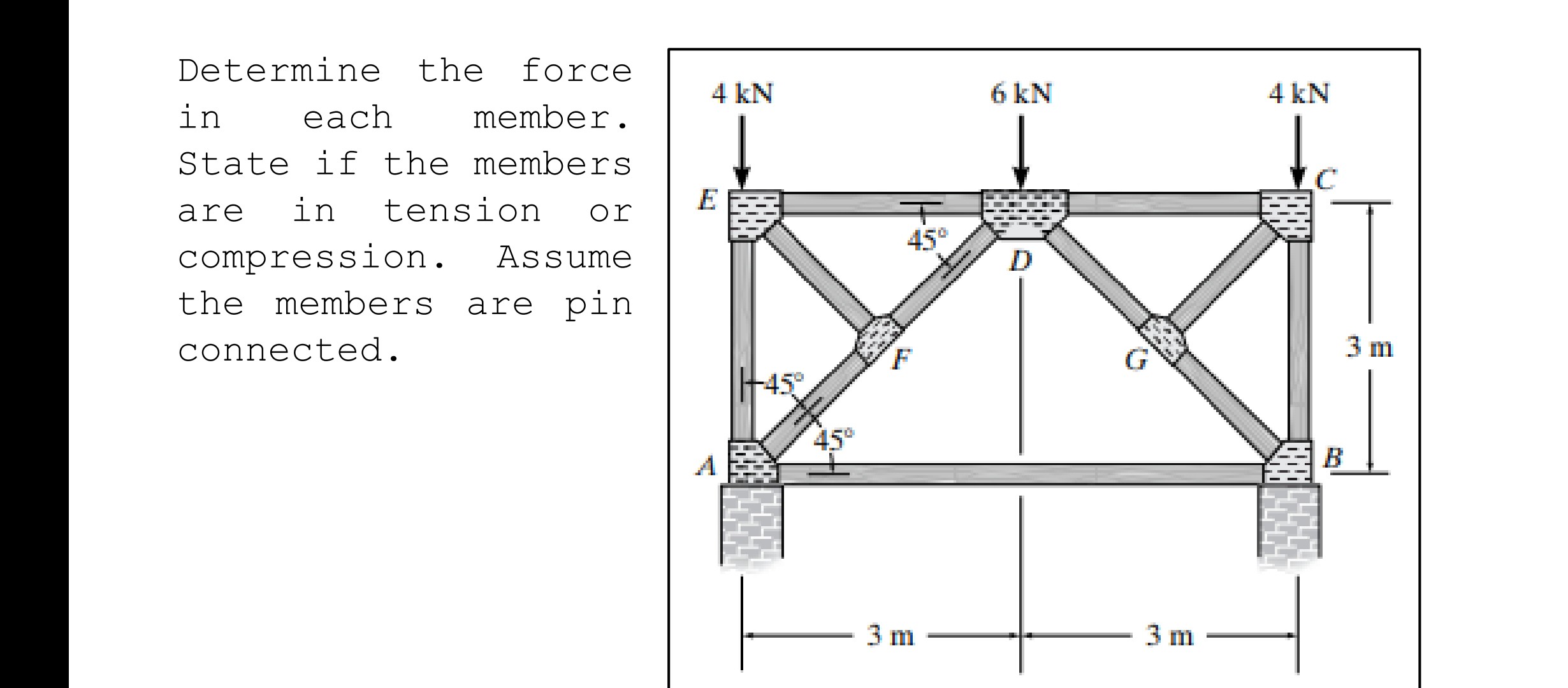 Determine the force in each member. State if the members are in tension ...