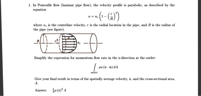 SOLVED: 1. In Poiseuille flow (laminar pipe flow), the velocity profile ...