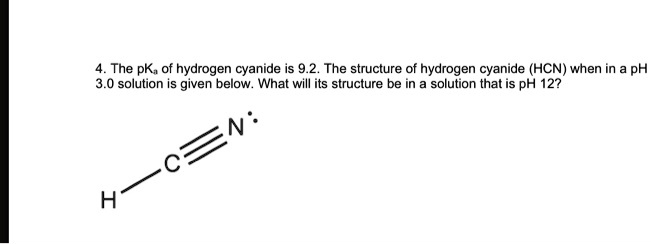 the pk of hydrogen cyanide is 92 the structure of hydrogen cyanide hcn ...