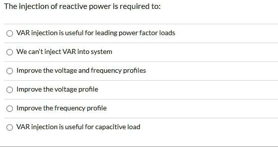 The injection of reactive power is required to: VAR injection is useful ...