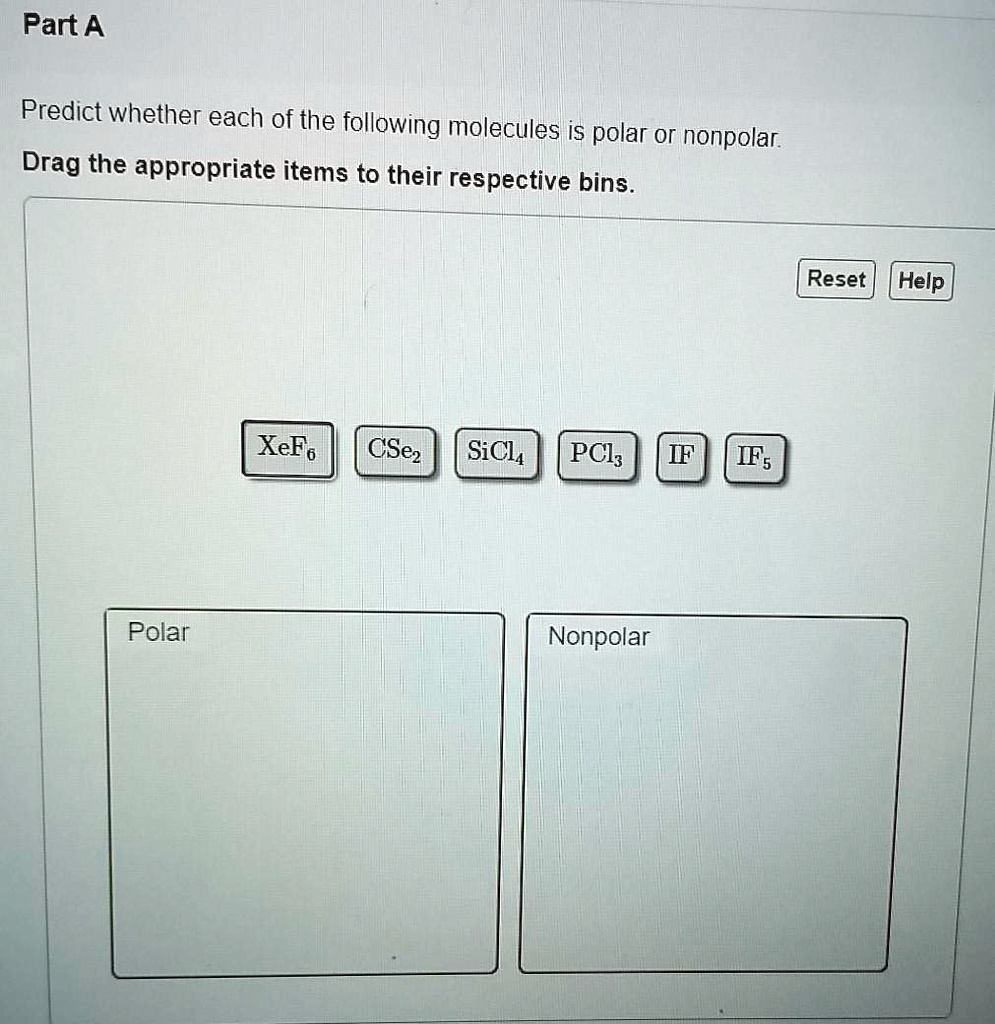 SOLVED: Predict whether each of the following molecules is polar or ...