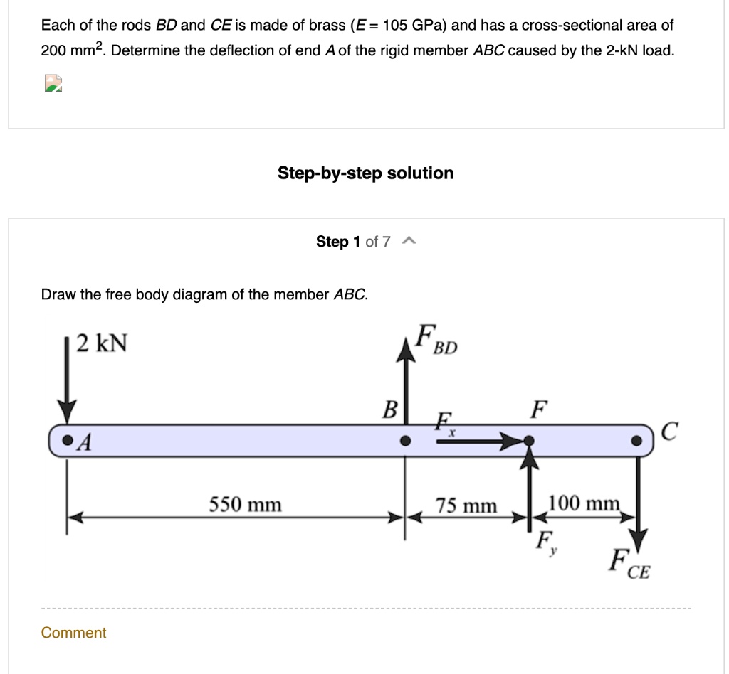 SOLVED: Temperature for FCE = 20 degrees C Each of the rods BD and CE ...