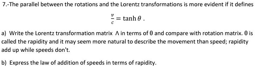 SOLVED: The parallel between the rotations and the Lorentz ...