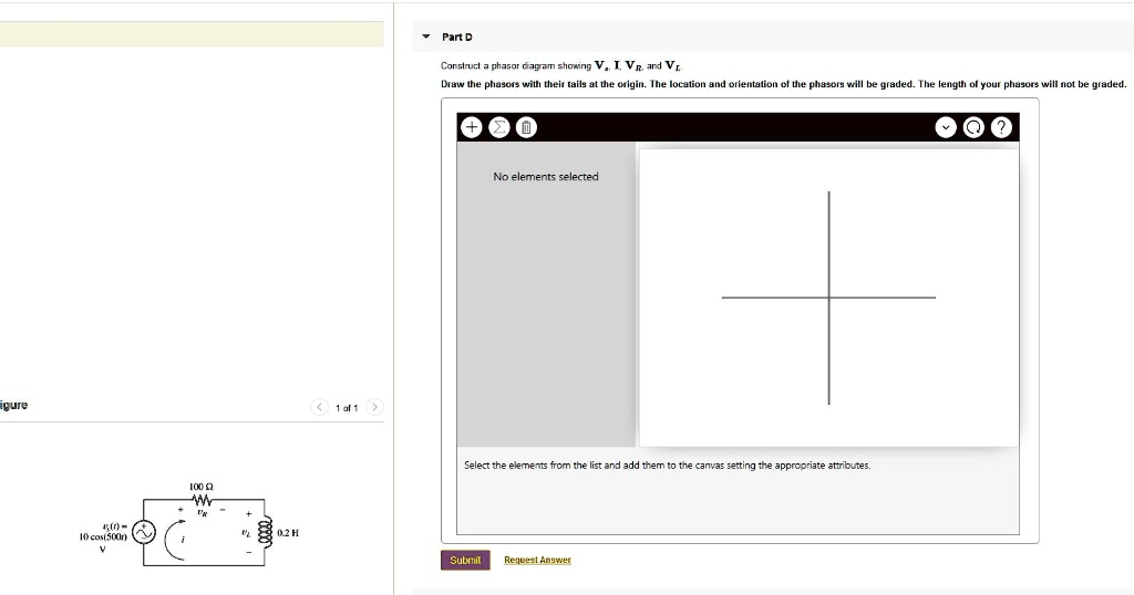 SOLVED: Construct a phasor diagram showing V, I, VR, and V. Draw the phasors with their tails at ...