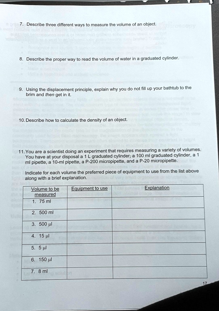 SOLVED: Describe three different ways to measure the volume of an ...