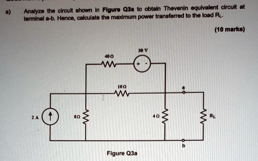 SOLVED: a) Analyze the circuit shown in Flgure Q3a to obtain Thevenin equivalent circuit at ...
