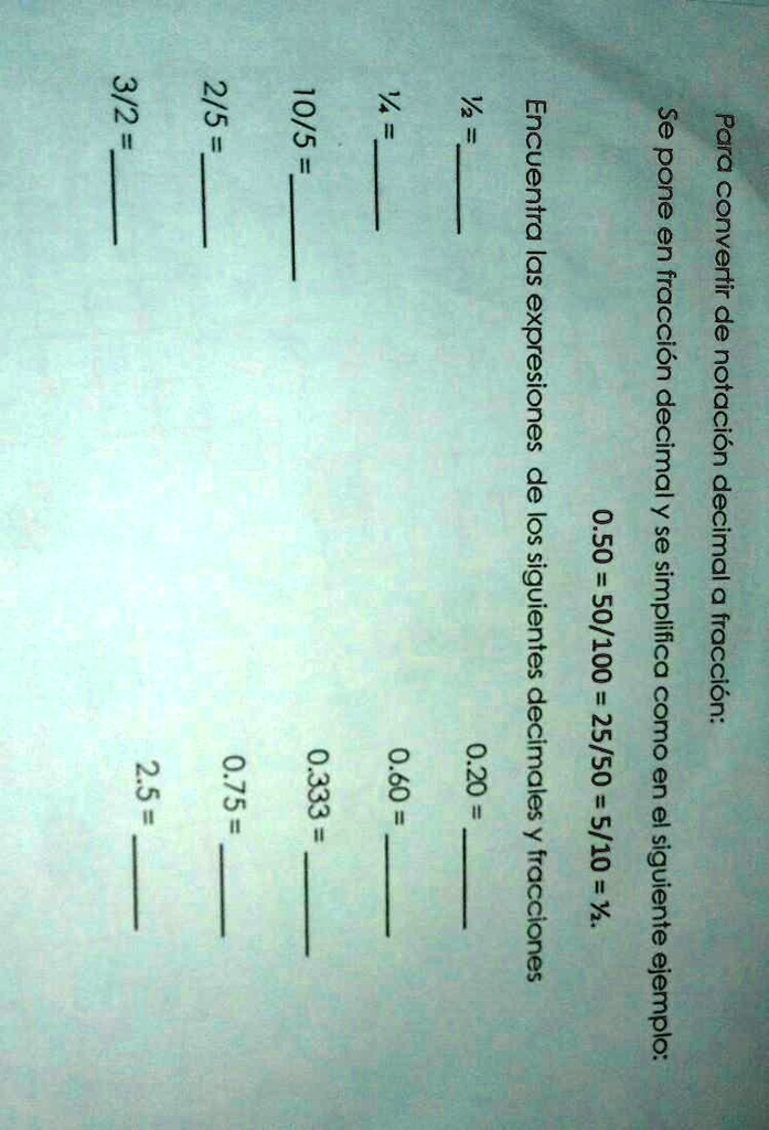 SOLVED: Para convertir de notación de Se pone en fracción decimaly se ...