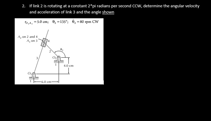 If link 2 is rotating at a constant 2*pi radians per second CCW ...