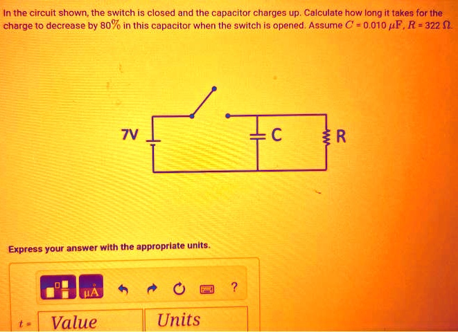 In the circuit shown, the switch is closed and the capacitor charges up ...