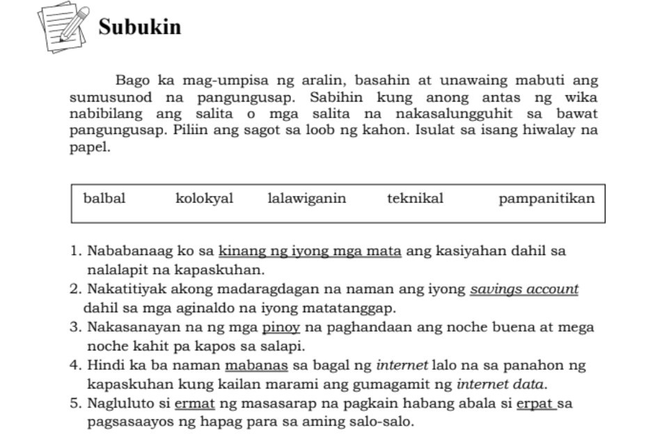 Subukin Bago ka mag-umpisa ng aralin, basahin at unawaing mabuti ang ...