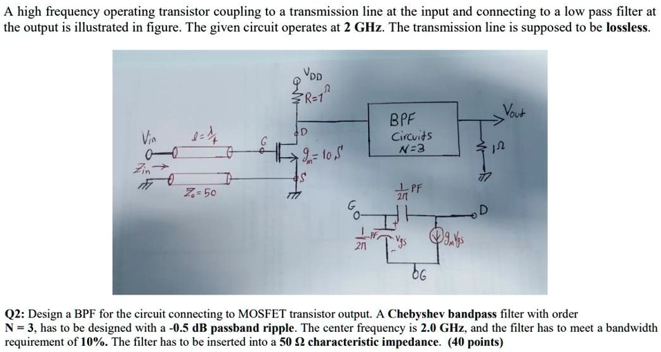 A high frequency operating transistor coupling to a transmission line ...
