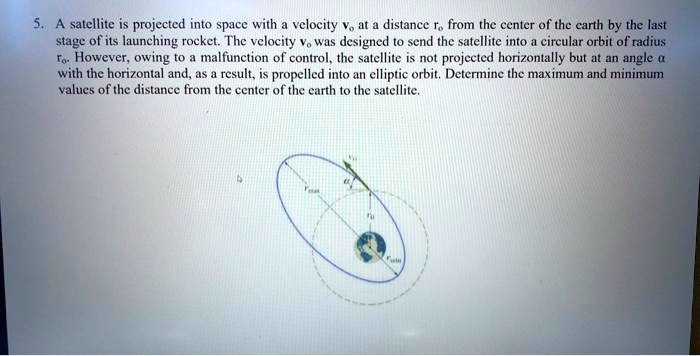 SOLVED: 5. A satellite is projected into space with a velocity v at a ...