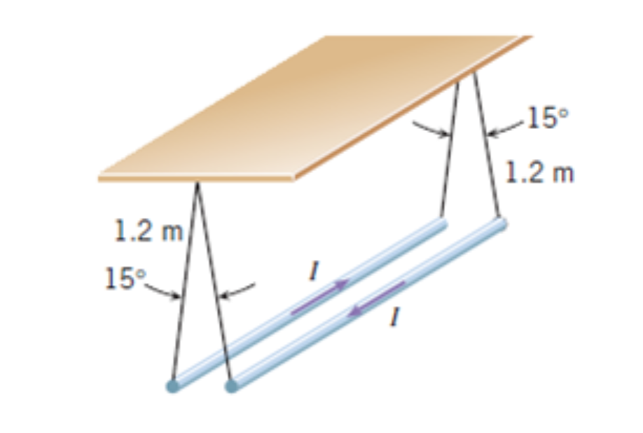 the drawing shows two long straight wires that are suspended from a ...