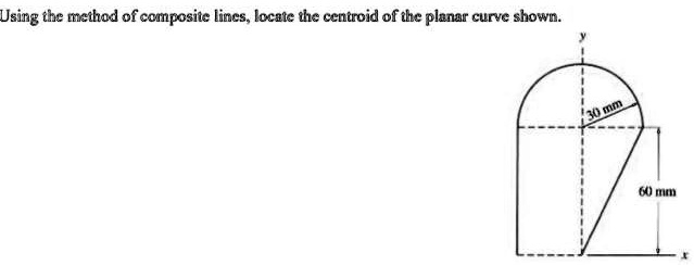 SOLVED: Using the method of composite lines, locate the centroid of the planar curve shown. 60mm