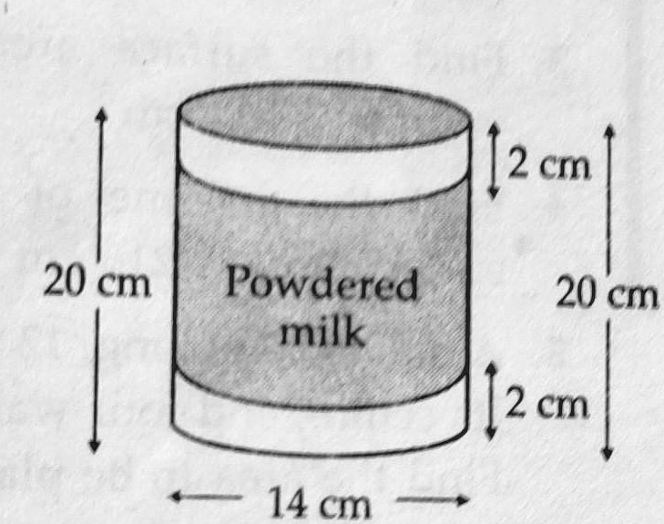 SOLVED: 'A company packages its milk powder in cylindrical container whose base has a diameter ...