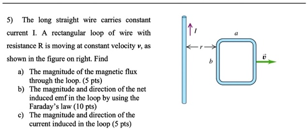 the long straight wire carries constant current a rectangular loop of ...